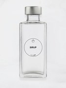 Samolepka na láhev SIRUP průměr 5 cm – průhledná vinylová, voděodolná, omyvatelná samolepka na dózy, tučné písmo