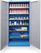 Skříň pro uskladnění nebezpečných chemických látek, 6 polic, nosnost 30 kg, 920 x 380 x 1920 mm