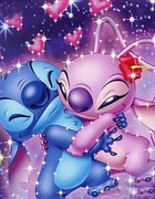 Diamantové malování - motivy z oblíbené kreslené pohádky "Lilo a Stitch"- hranaté diamanty I Rozměry: 20x25 cm, Varianta: A