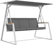 Outsunny 3-místná zahradní houpačka s nastavitelným sklonem stříšky, dodávaný matrac, ocelový rám, rozměry: 205D x 130Š x 175V cm Tmavě šedá | Aosom
