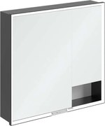 Villeroy & Boch My View+ - Zrcadlová skříňka s LED osvětlením 80x75x17 cm, 2 dvířka, Pure White/matná černá B48280VF