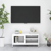 TV stolek bílý 90 x 30 x 44 cm ocel a sklo