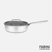 Fabini Hluboká pánev FABINI & Těhotnej kuchař 2.0, Ø 24 cm (2,5 l) - Nerezová beznýtová pánev s hybridním keramickým povrchem z vícevrstvé nerezové oceli s poklicí