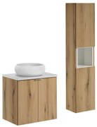 Koupelnová sestava Nova Oak II s deskou, umyvadlem a skříňkami 60 cm dub evoke/bílá