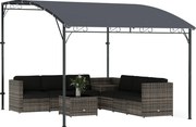 Outsunny stěnová zahradní pergola, 384 × 286 × 252 cm — šikmá drenážní střecha, nepromokavá stříška UPF30+, práškově lakovaný kovový rám, šedá | Aosom