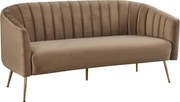 Designový 3-sed, hnědá Velvet látka/gold chrom-zlatý, BAGY