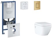 Grohe Rapid SLX - Set předstěnové instalace, klozetu, sedátka SoftClose a tlačítka Skate Cosmopolitan, kartáčovaný Cool Sunrise SANI11BB4111