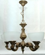 Mosazný lustr, závěsná lampa z mosazi