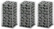 Sada gabionů 3 ks pozinkovaný drát 25 x 25 x 50 cm 141044