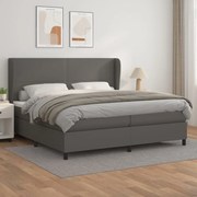 Box spring postel s matrací šedá 200x200 cm umělá kůže 3128935