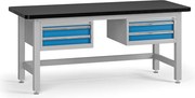 Profesionální dílenský stůl G4, 2x2 zásuvky, deska MDF + PVC, 1800 x 750 x 800 mm, modrá