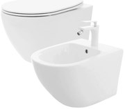Sada závěsné WC mísy REA CARLO FLAT Mini Rimless + závěsného Bidetu REA CARLO Mini