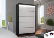 ADRK Furniture Posuvná skříň s LED osvětlením BENISSO 120 SW-BEN-B+W-120+L-V072