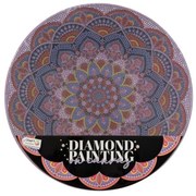 Diamantové malování mandala - květina fialová průměr 30cm s doplňky ve fólii