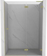 Mexen, Mexen Lunar L výklopné pravé sprchové dveře 130 cm, transparentní, broušené zlaté - 834L-130-000-55-00-P