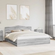 Rám postele s čelo Šedá Sonoma 200 x 200 cm Inženýrské dřevo 3412975