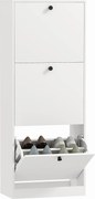 HOMCOM Botník se 3 Zásuvkami, Botník s Nastavitelnými Přihrádkami, Úzký Botník pro 12 Párů Bot 47 x 26 x 120 cm, Bílý | Aosom