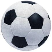 Dywany Łuszczów, Dětský kusový koberec Bambino 2139 Football, 100x100 (průměr) kruh, černobílá, dětský pokoj