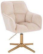 LuxuryForm DESIGN Otočné křeslo AMALFI VELUR na zlatém kříži - krémové