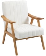 HOMCOM čalouněné křeslo lounge chair v sametovém vzhledu s područkami, design Scandi, krémová, 68x74x82cm| Aosom