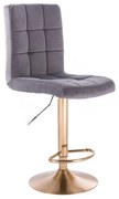 LuxuryForm DESIGN Barová židle TOLEDO VELUR na zlaté kulaté podstavě - tmavě šedá