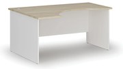 Ergonomický kancelářský psací stůl PRIMO WHITE, 160x120 cm, levý, bílá/dub přírodní