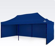 BRIMO Zahradní stan 3×6 m – skládací se 3 stěnami - s 3 stěnami - Modrá E. Ocel