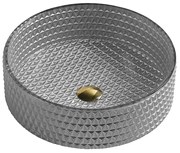 BPS-koupelny Skleněné umyvadlo na desku HYD-BRT1-SV-360 36x12 cm, stříbrná mat