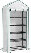 Zahradní skleník Outsunny s 5 policemi, balkónový skleník, zesílená plachta 135 g/m², ocelová konstrukce, dveře se zipem, pro pěstování zeleniny, rost