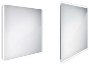 Nimco Zrcadla - Koupelnové podsvícené LED zrcadlo 80x70 cm, zaoblené, aluminium ZP 17003