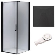 BPS-koupelny Čtvercový sprchový kout HYD-SK04B 90x90 černá/transparent + vanička HYD-SSV-RIKO černá