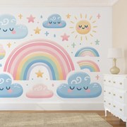 Fototapeta - Veselá obloha - kreslená (245x170 cm)