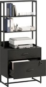 HOMCOM Filing Cabinet Office Storage with Bookshelf for A4, Letter & Legal Files, 2 Drawers, Printer Stand, Black | Aosom