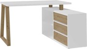 ADRK Rohový PC stůl IWO II W-ART, bílá/dub artisan