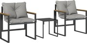 Bistro set pro 2 osoby, 3dílný zahradní bistro set s kovovým rámem a silnými polštáři