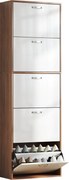HOMCOM Úzký a úsporný obuvník na 5 pater pro maximálně 30 párů se 2 policemi na úroveň, MDF obuvník, 60x28x189 cm, bílá a hnědá | Aosom