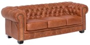 furniture-nabytek.cz - Chesterfield 3místná pohovka z pravé kůže vintage světle hnědá