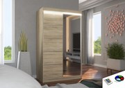 ADRK Furniture Posuvná skříň se zrcadlem a LED osvětlením NICEA 120 SW-NIC-S-120+L-V049