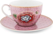 Pip Studio Spring to Life šálek s podšálkem 280ml růžový