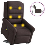 Elektrické zvedací masážní polohovací křeslo tmavě hnědé textil 3303349