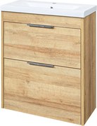 Mereo Mereo, Vigo, koupelnová skříňka s keramickým umyvadlem, 61 cm, bílá, dub, CN321