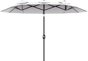 Dvojitý zahradní slunečník Outsunny s naklápěním o 45° a 3 větracími otvory, venkovní slunečník z oceli a polyesteru, 295x152x222 cm, krémový | Aosom