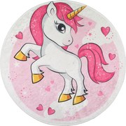 Růžový pratelný dětský koberec ø120 cm Pink Unicorn – Vitaus