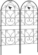 Sada dvou kovových treláží Outsunny pro rostliny - bezrezová treláž s motivem ptáčka pro popínavé rostliny, rozměry 50x120 cm, treláž pro pokojové ros