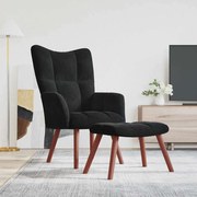Relaxační křeslo se stoličkou černé samet 328068