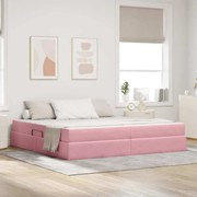 Postel s úložným prostorem a matrací Růžová 200 x 200 cm samet 3399747