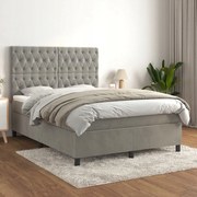 Box Spring Postel S Matrací Samet Prošívaný design 140 x 200