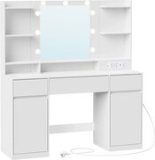 Toaletní stolek s LED osvětlením a nabíjecí stanicí Vasagle Brill 107 cm bílý
