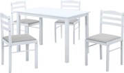 Jídelní set 1+4, bílá/béžovošedá, SOMIN