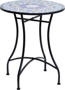 Zahradní stůl Outsunny Ø60 x H71cm, odolný venkovní stůl z kovu, stůl na terasu, campingový stůl, kulatý stůl pro zahradu, patio a balkon Modro+Bílý |